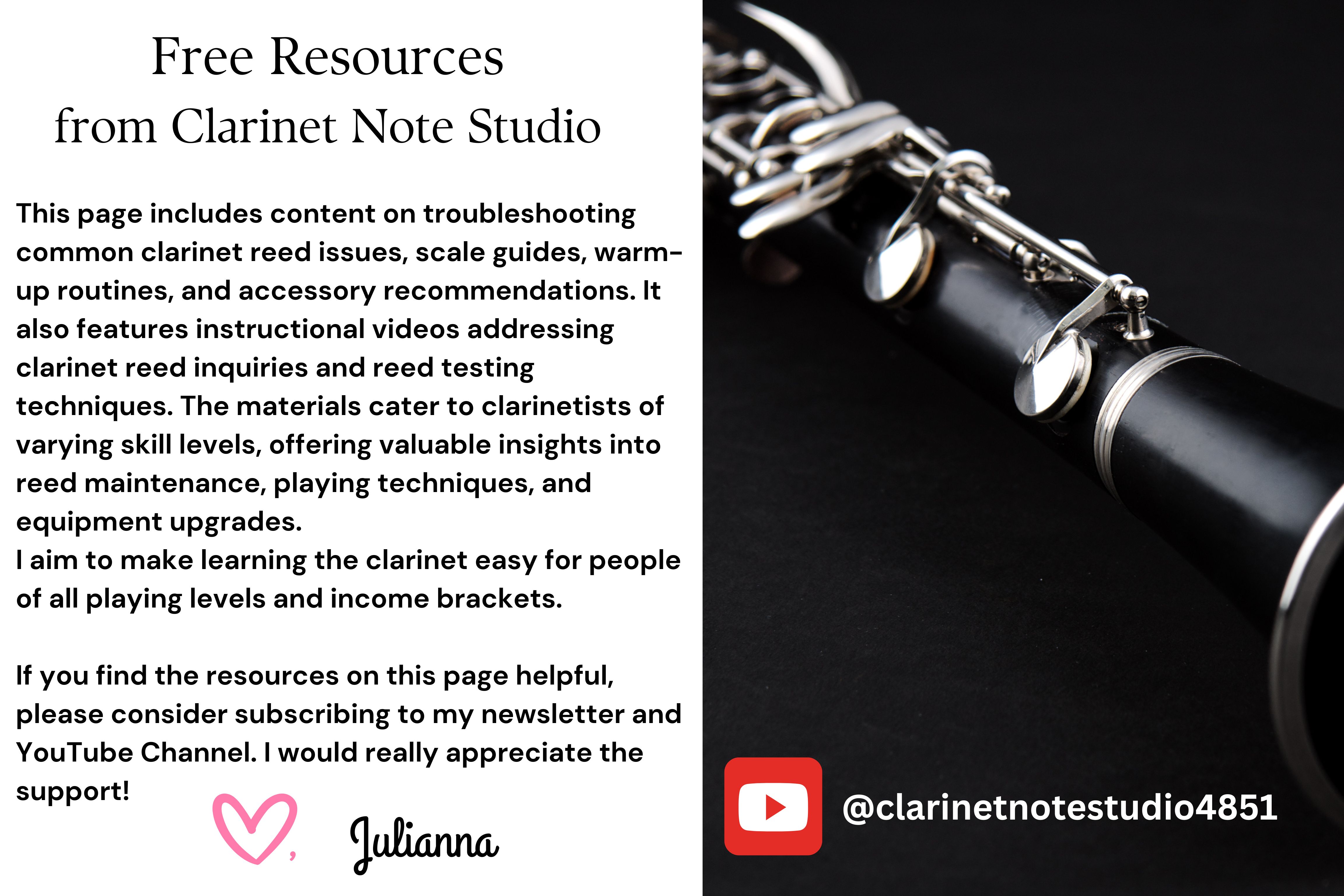 Resources – Clarinet Note Studio